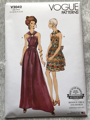 Vogue 2042 Sewing Patterns Vintage 70s Dress With Length Variations Sz ...
