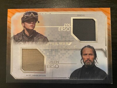 2020 STAR WARS MASTERWORK 10/10 DUAL COSTUME RELIC Orange JYN & GALEN ...