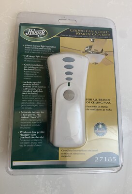 Hunter 27185 Universal Ceiling Fan & Light Remote Control White ...