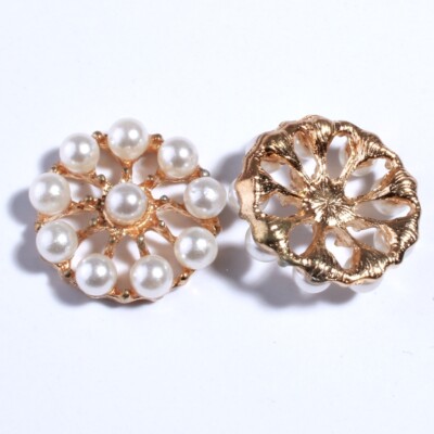 15PCS 22MM Fashion Pearls Button For Clothing Decoration Metal Alloy ...