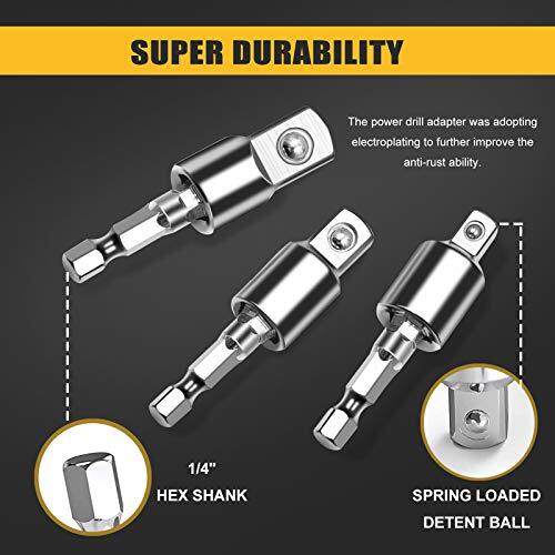 Power Drill Sockets Adapter 360 Degree Rotatable Universal Joint Swivel ...