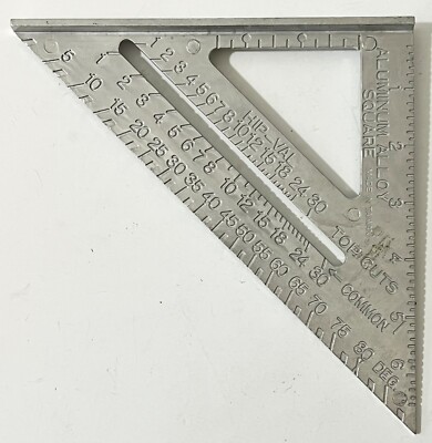 Vintage HIP-VAL 7" Aluminum Alloy Rafter Square Framing Tool Made in ...