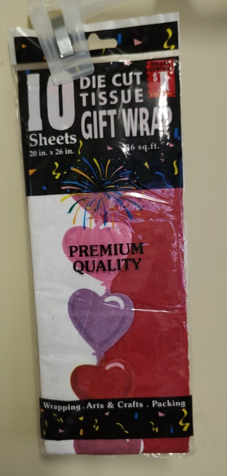 VALETINE GIFT BAG DIE CUT TISSUE PAPER RED TAND WHITE WITH HEARTS | eBay