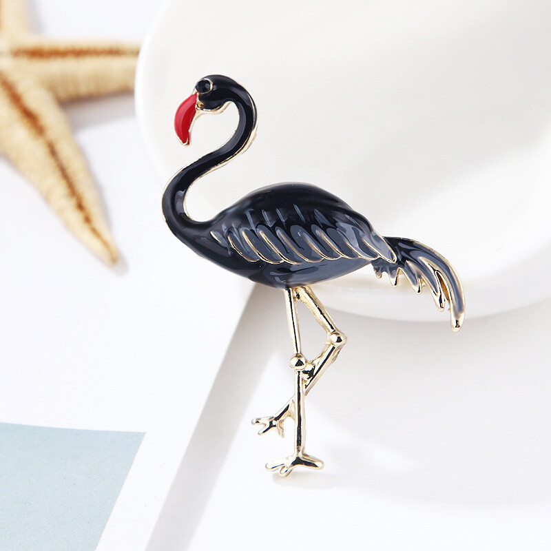 New Design Enamel Flamingo Bird Brooches Animal Pins Corsage Elegant ...