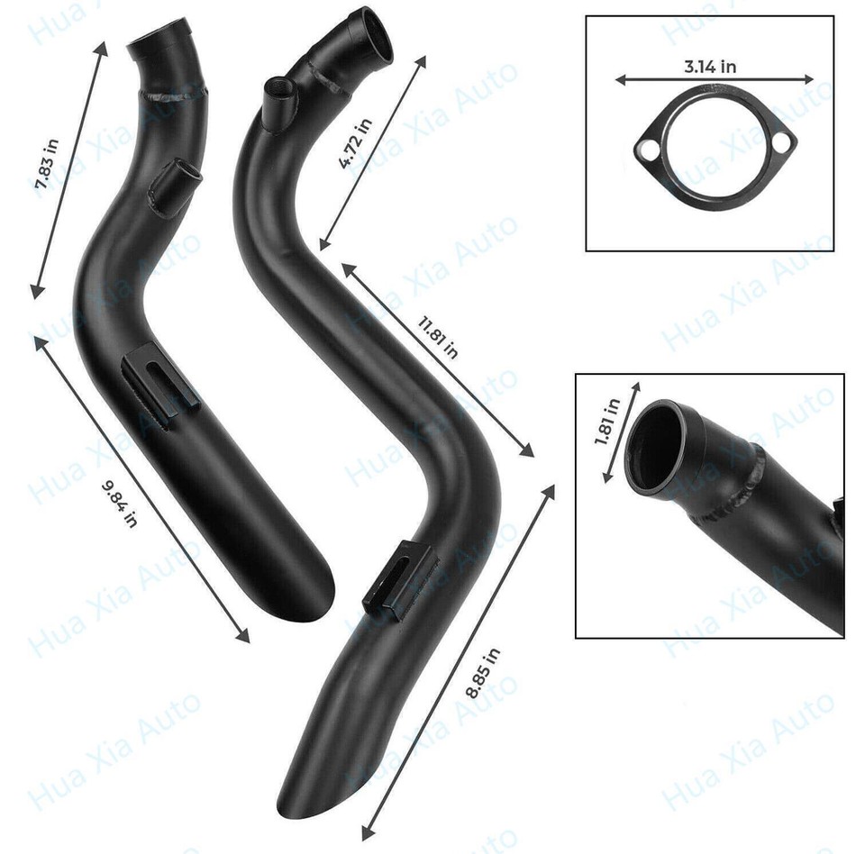 2" LAF Exhaust Pipes w/ Flange Kits for Harley Sportster Touring Black ...