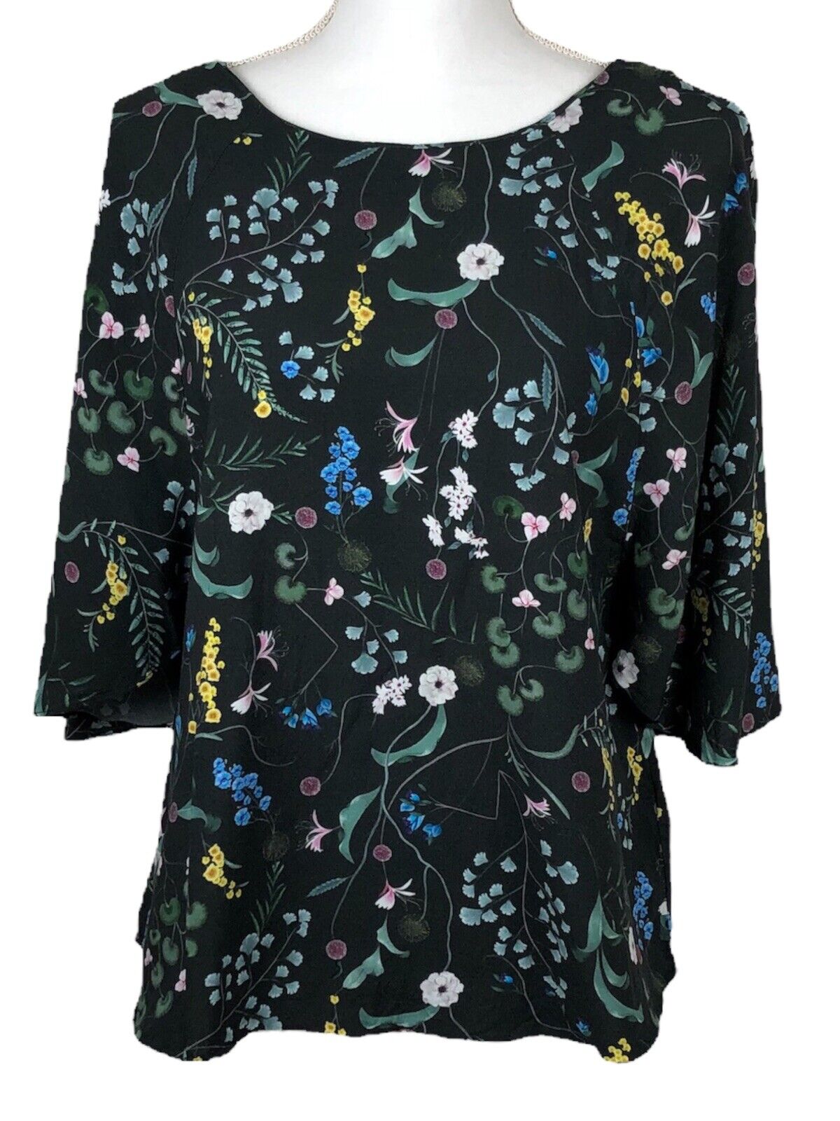 Anna Glover X Handm Black Floral Flutter Sleeve Blouse … Gem