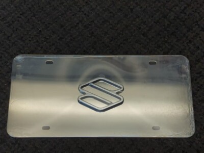 3D Logo on Mirror Chrome Stainless Steel License Plate for SUZUKI ...