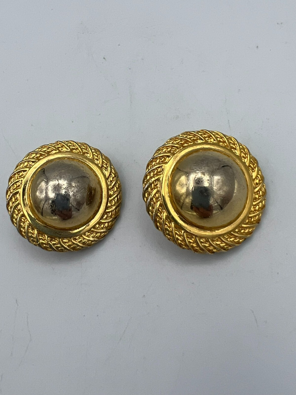 Vintage Pair of Paolo Gucci Clip On Goldtone Earrings - Gem
