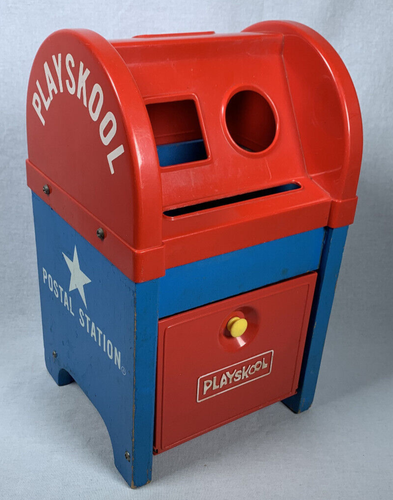 Vintage Wooden Playskool Postal Station Mailbox Shapes Sorter - No ...