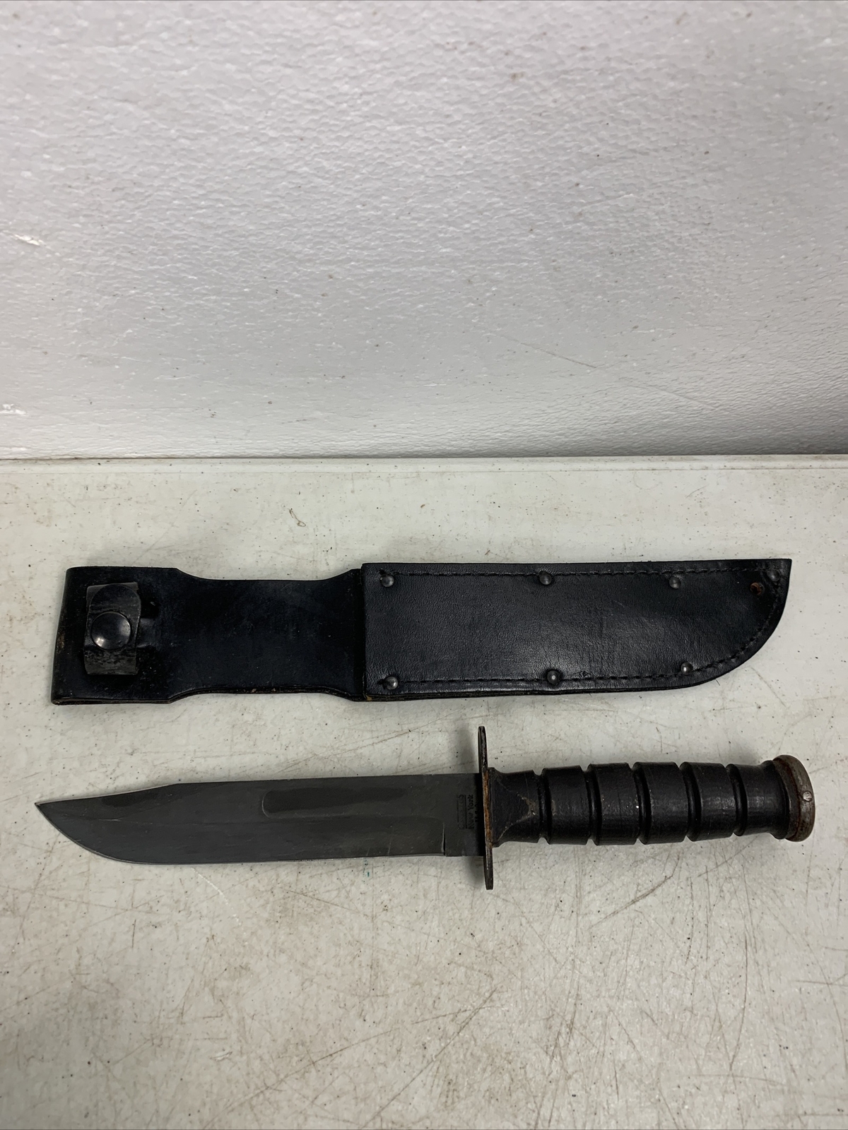 Vintage Camillus Combat Fighting Knife w/ Sheath 7” Blade KABAR Made in ...