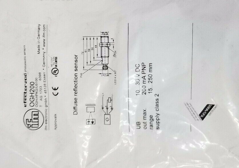 OGH200 IFM Electronic Diffuse reflection sensor with background ...