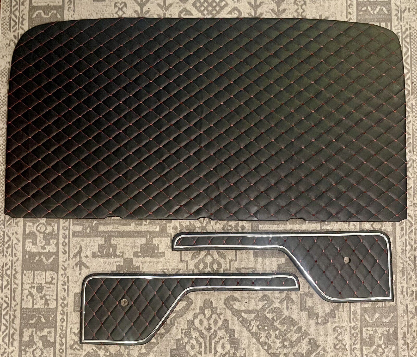 Custom Headliner door panel inserts 73-79 Ford Truck Blk Diamond RED ...