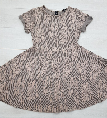 RIVER ISLAND Casual Short Dress Size 16 Brown Floral A-Line Stretch Cap ...