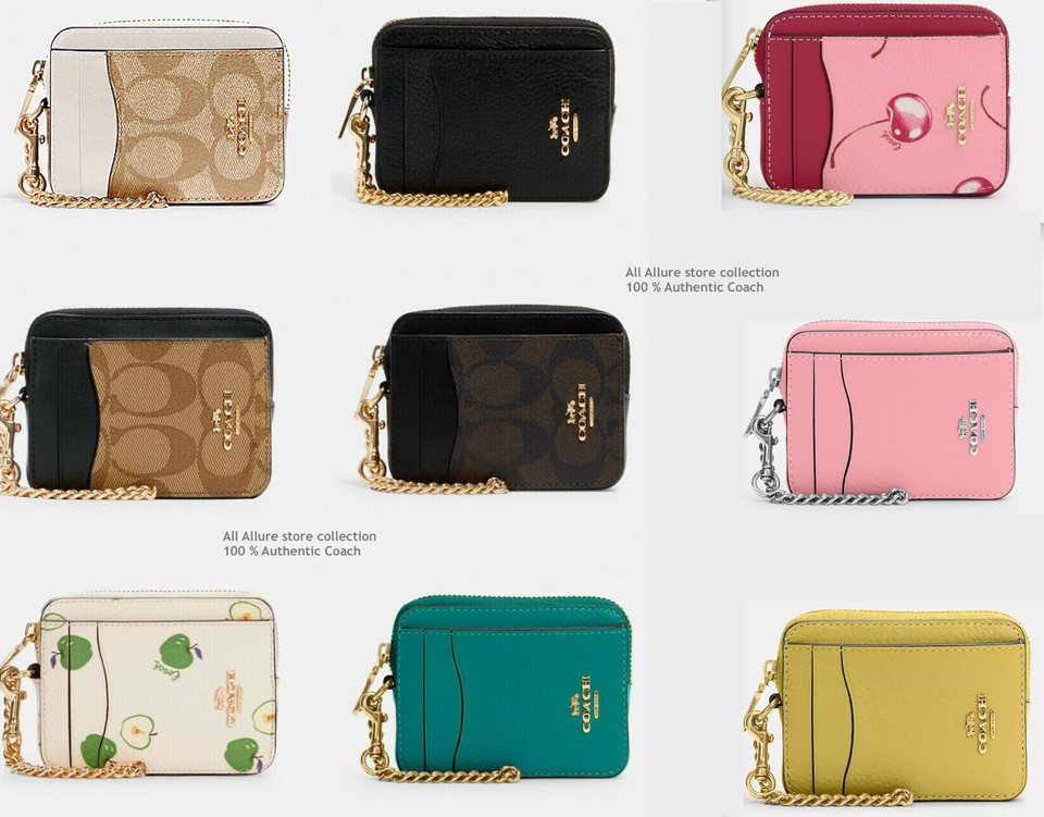 Coach Zip Card Case With Chain BN | eBay