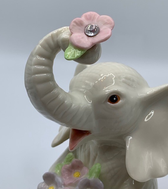 Lenox Jewels Collection Sitting Elephant with Flowers Figurine Clear ...