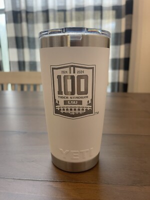 RARE LSU 100 year logo white YETI 20 oz tumbler | eBay
