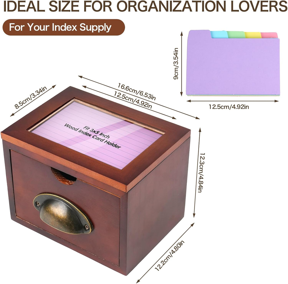 3X5 Index Cards Holder Wood Card Organizer Box Flash Recipe Home Office ...
