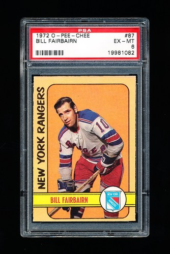 1972 OPC HOCKEY 87 BILL FAIRBAIRN PSA 6 EX-MINT RANGERS SHIPPING FREE ...