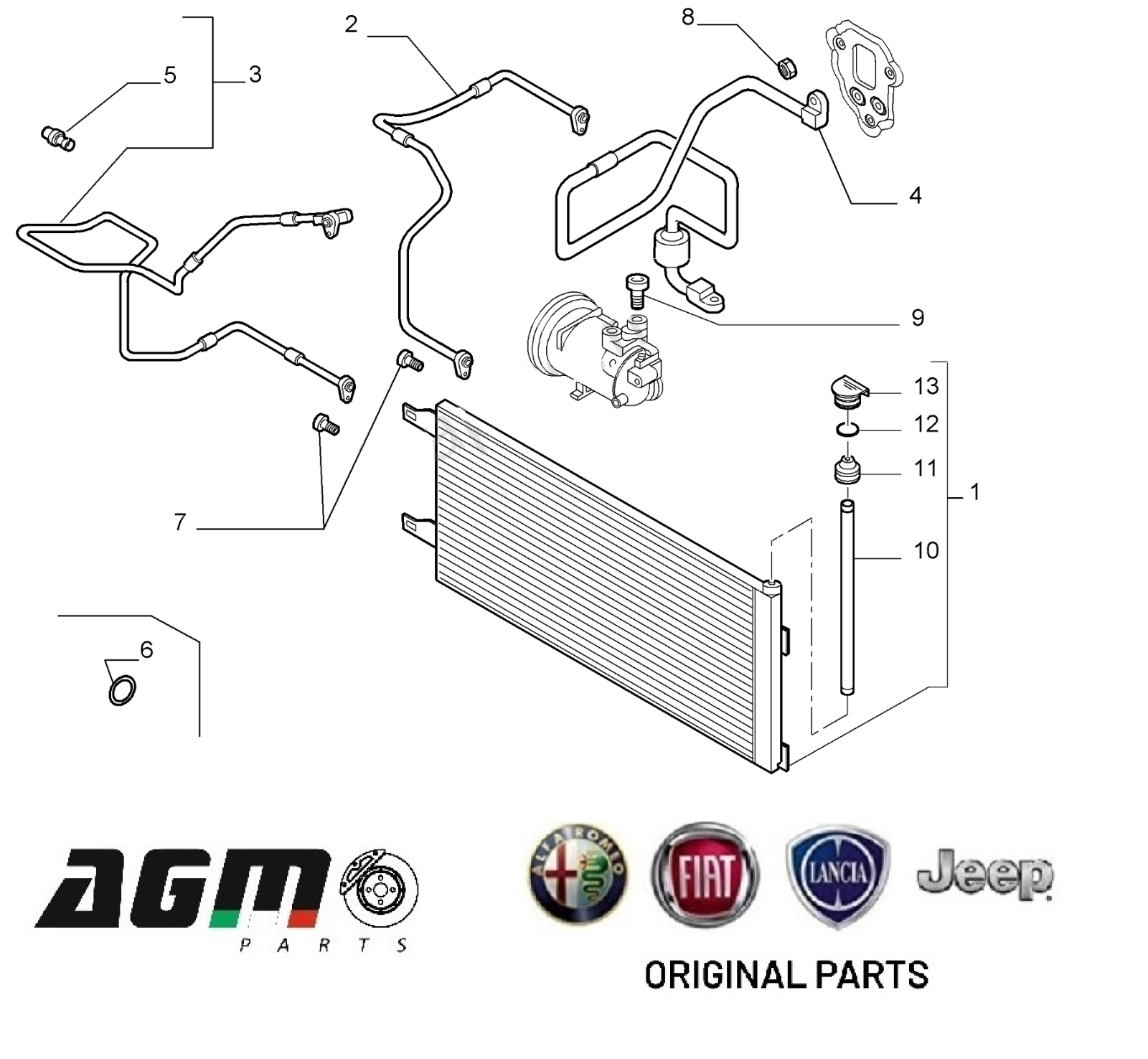 OE 1363522080 TUBO RADIATORE ARIA CONDIZIONATA ORIGINALE FIAT DUCATO 2 ...