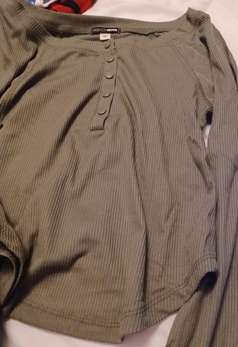 Fashionova - Olive Green Carter Round Hem Henley top (m) New | eBay