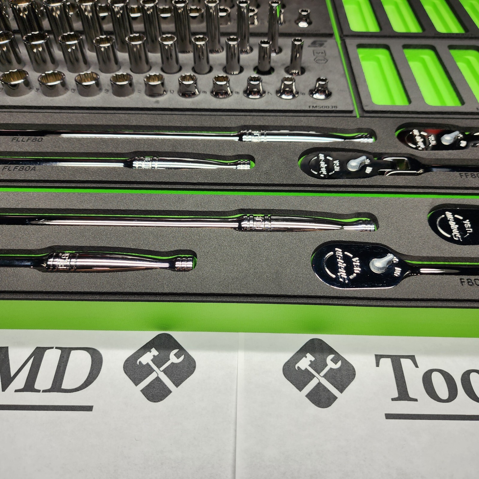 Snap-on Tools 3/8" Drive 12-POINT 101pc Set w/ GREEN PRO-FI Foam ...