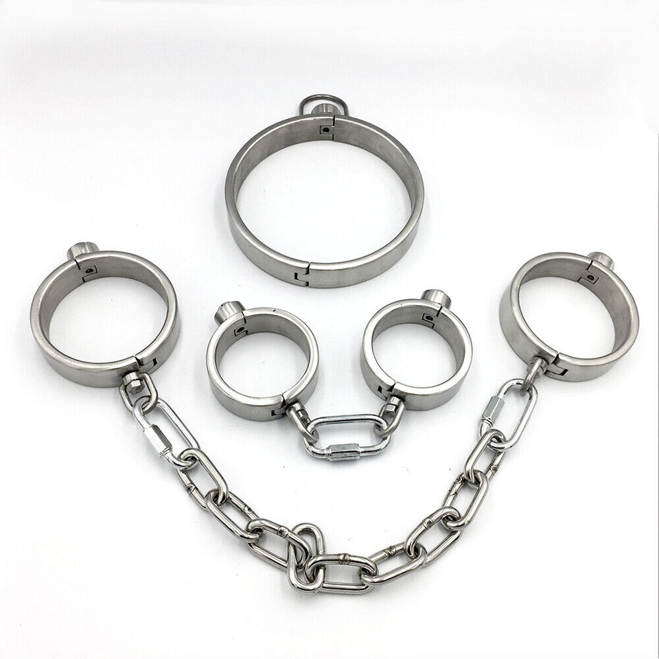 Stainless Steel Heavy Duty Leg Irons Handcuffs Ankle Collar Cuffs ...