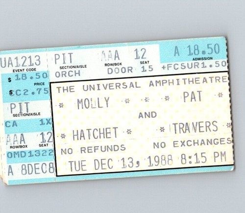 Molly Hatchet Pat Travers Concert Ticket Stub Pit Orchestra Universal ...