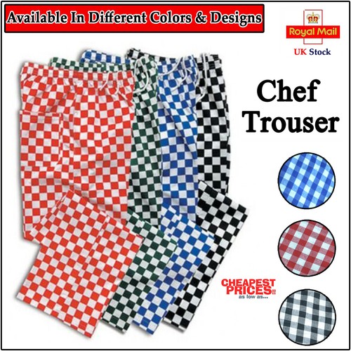 CHEF TROUSERS PANTS UNIFORM CATERING KITCHEN CHECK TROUSER Different ...