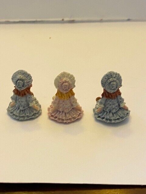 Dollhouse Miniature Set of 3 Doll Figurines Handpainted by Jeanetta ...