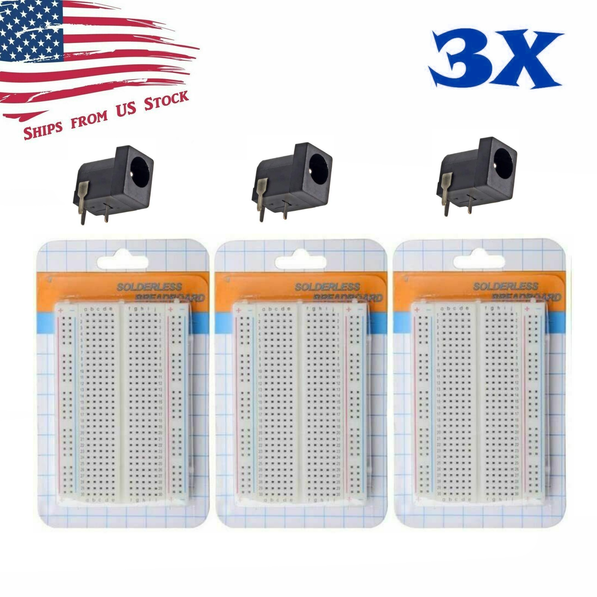 Full Size Breadboard 3X MB-102 830 Point Prototype PCB s Solderless ...