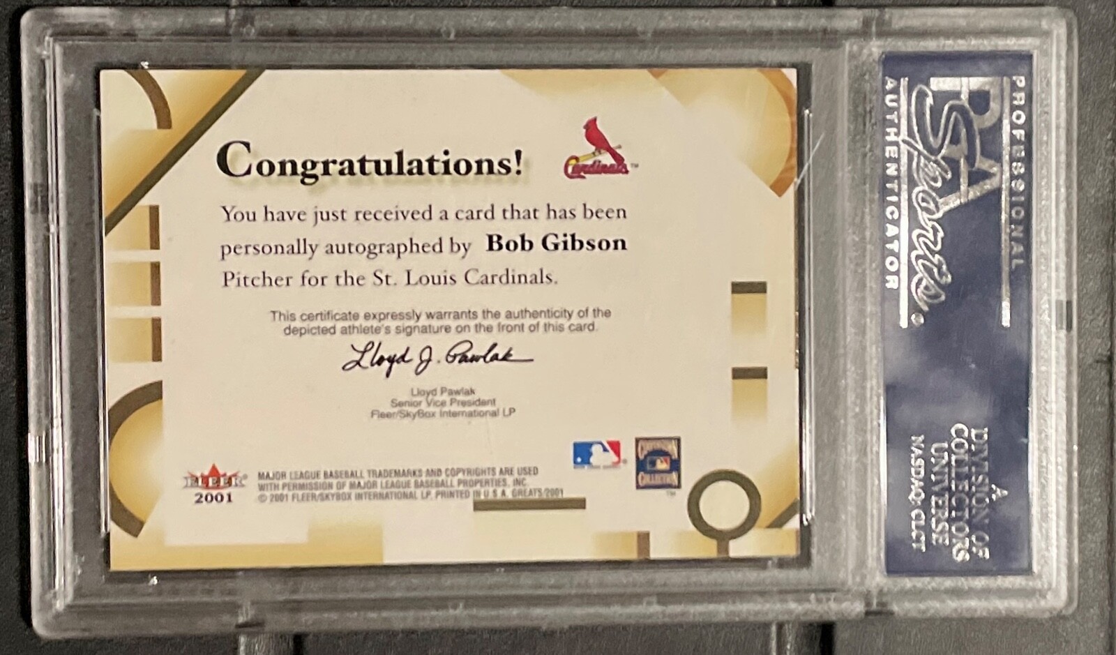 2001 Fleer Greats of the Game - Autographs Bob Gibson (AU) for sale ...