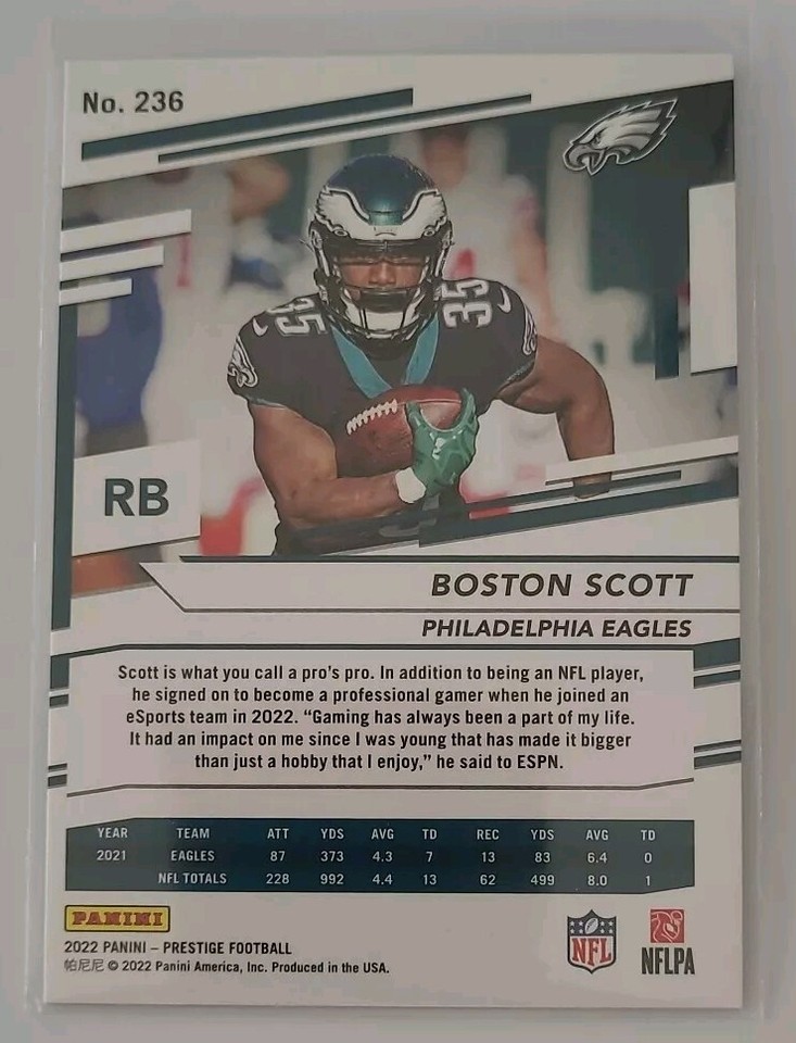 2022 Panini Prestige Xtra Points Blue Boston Scott 31/199 Philadelphia ...