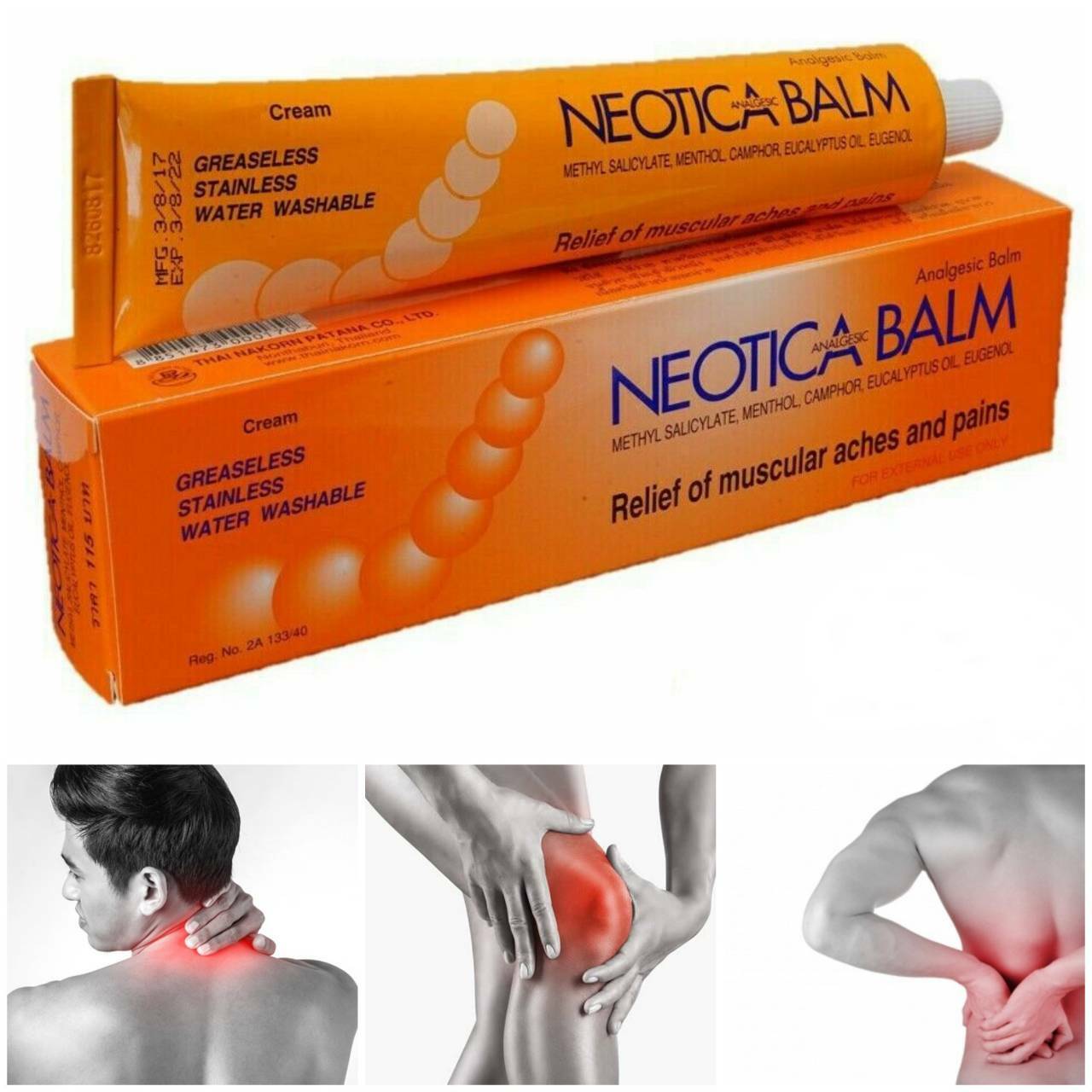 3x100g NEOTICA BALM Analgesic Cream Relief Muscular Aches Pains Massage ...