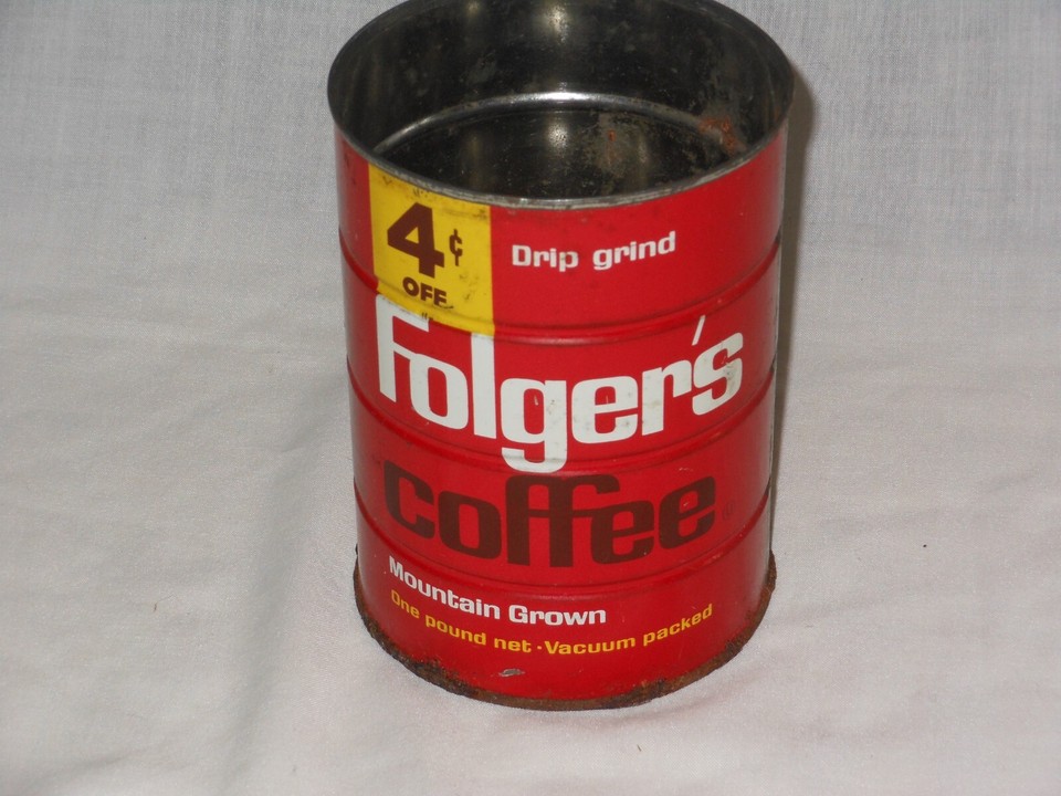Vintage Folgers Coffee Drip Grind 1lb Coffee Can, Empty | eBay