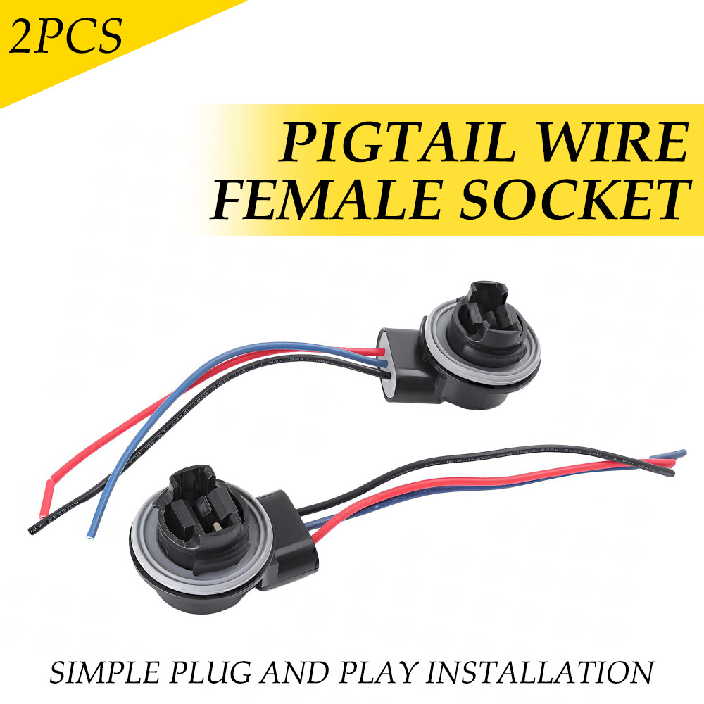 2pc 4157 3157 Bulb Socket Pig Tail Harness Wire Plug for Turn Signal ...