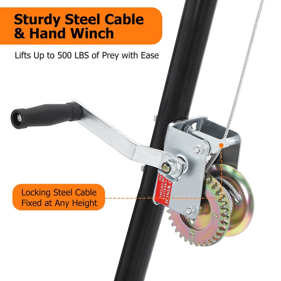 Deer Hoist for Truck Hitch 500 LBS Hanger for Skinning W/ Lifting Winch ...