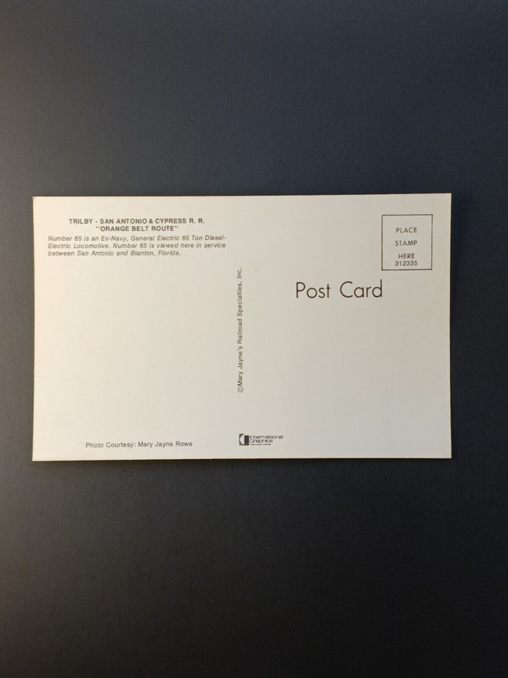 Postcard Railroad Trilby San Antonio &Cypress R.R. Number 65 | eBay