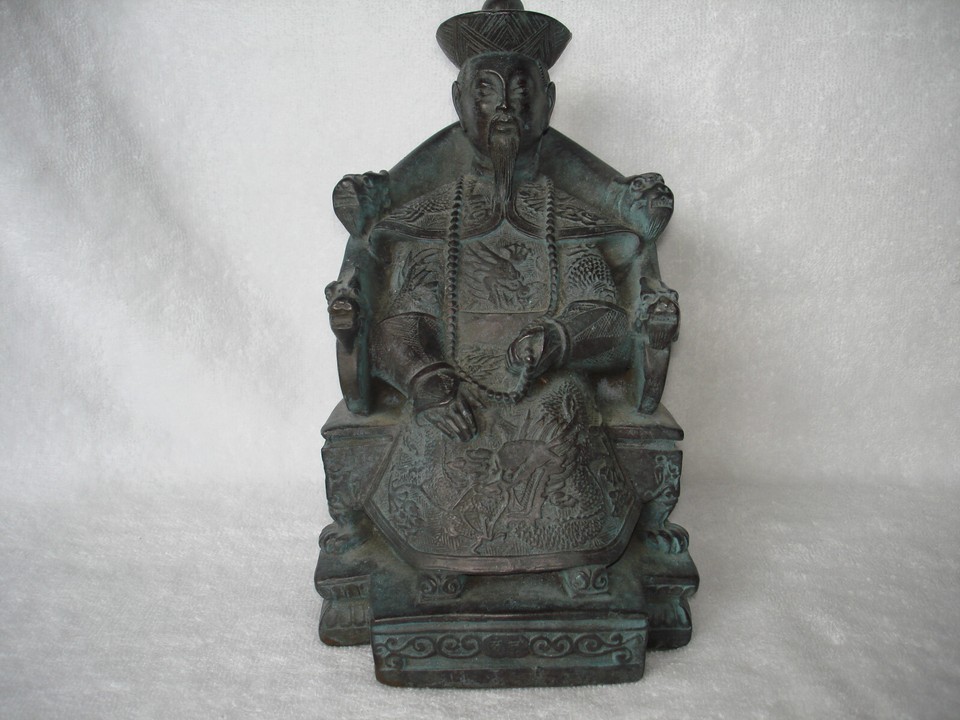 Chinese Terracotta Emperor Ming Dynasty Green Handcarved Seated Chair ...