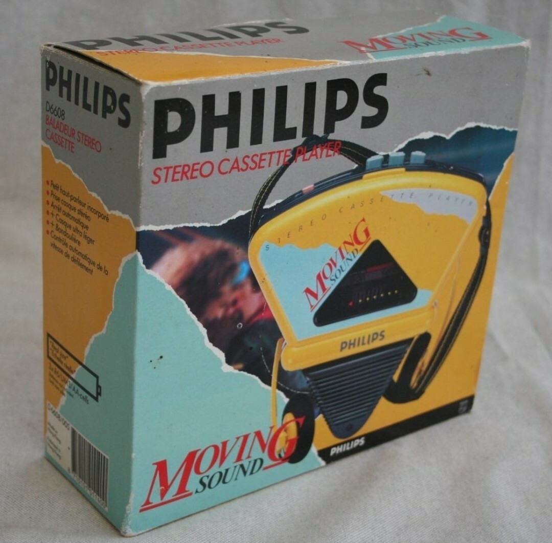 🔶️VINTAGE BOXED PHILIPS MOVING SOUND D6608 STEREO CASSETTE TAPE PLAYER ...