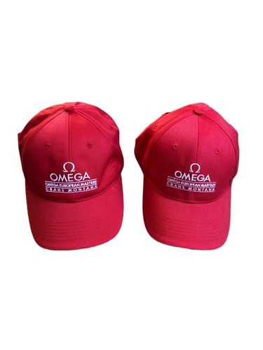 Lot of 2 OMEGA Authentic Cap Red Baseball Hat Swiss Embroidered | eBay