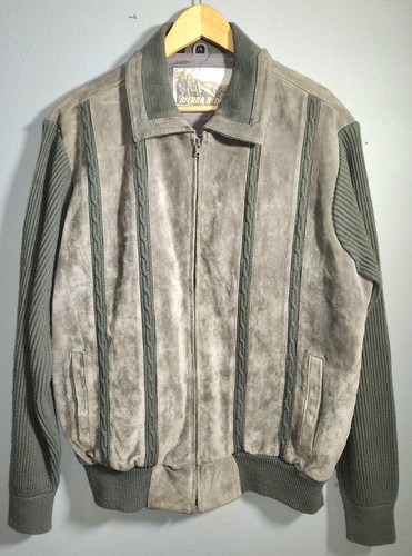Vintage Sierra Ridge Full Zip Suede Leather/Knit Ricky Gab Jacket Tan ...