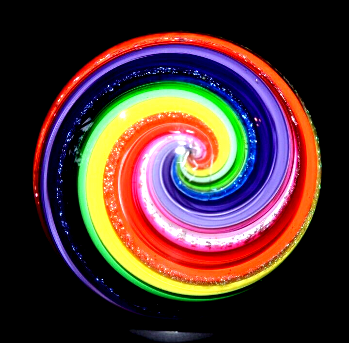 EDDIE SEESE GLASS MARBLE/1.527"-DICHROIC RAINBOW-ROYAL,ORANGE,YELLOW ...
