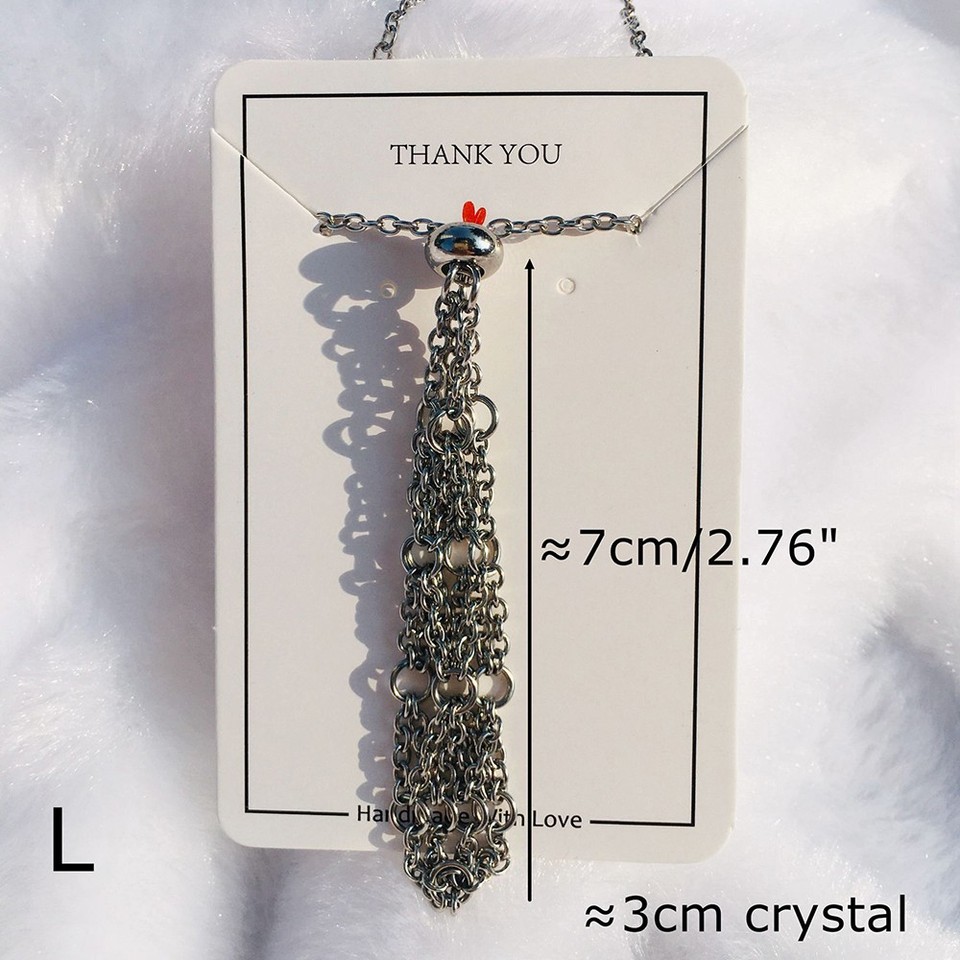 Stainless Steel Mesh Pendant Necklace Silver Color Adjustable Length 45 ...