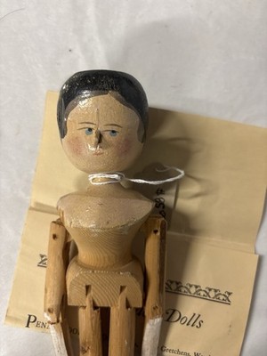 Antique Penny Wooden Peg Doll Herr Insam Dolomites Folk Art w/ Original ...