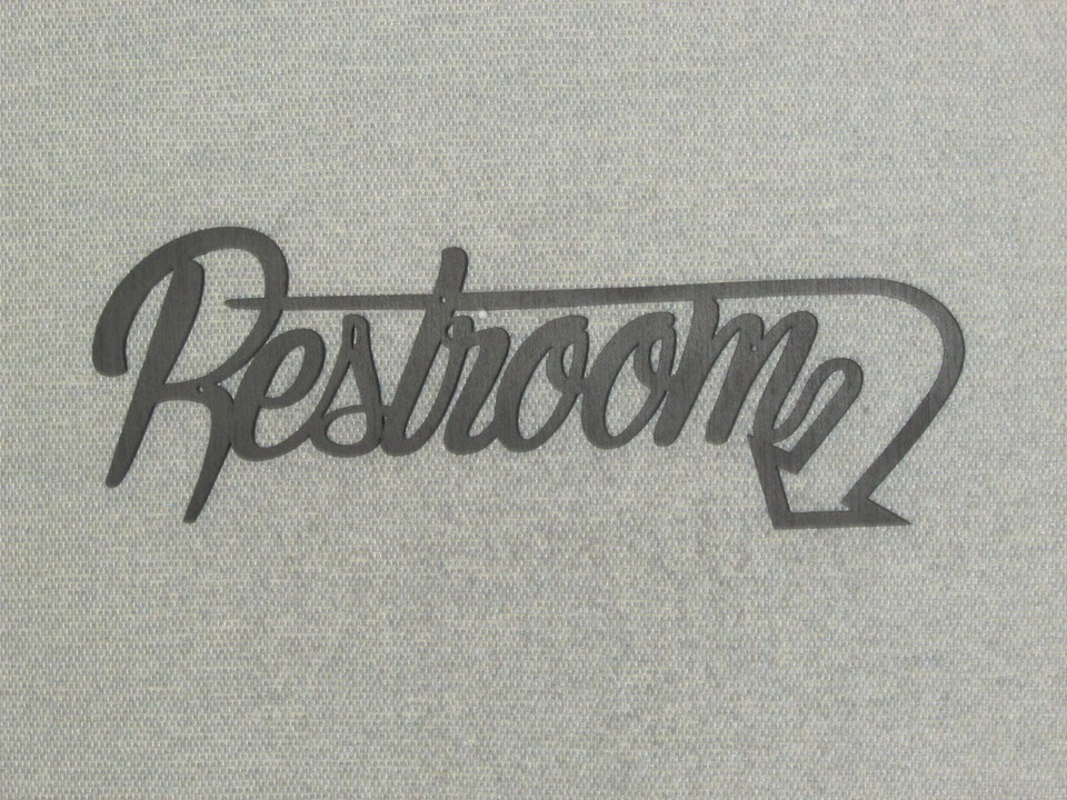 RESTROOM Down Arrow Script Word Silhouette STYLE WOODEN 16" SIGN | eBay