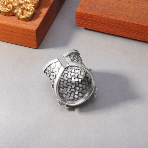 Real Solid 925 Sterling Silver Band Men Women Many Big Flowers Braided ...