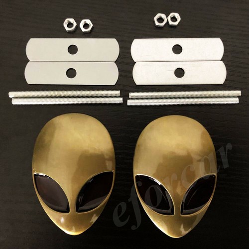 2x Big Bronze Metal Alienware Alien Head UFO Car Grile Emblem Badge ...