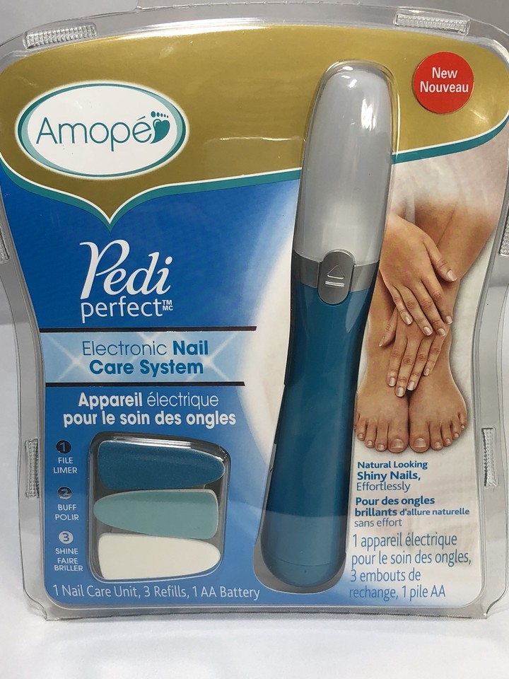 NEW..! Amope Pedi Perfect Electronic NAIL CARE SYSTEM KIT 3 REFILLS 1 ...