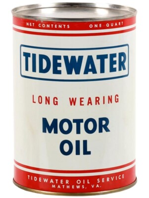 Tidewater Motor Oil, Mathews VA Metal Sign: 24" Tall Can Shaped Diecut ...