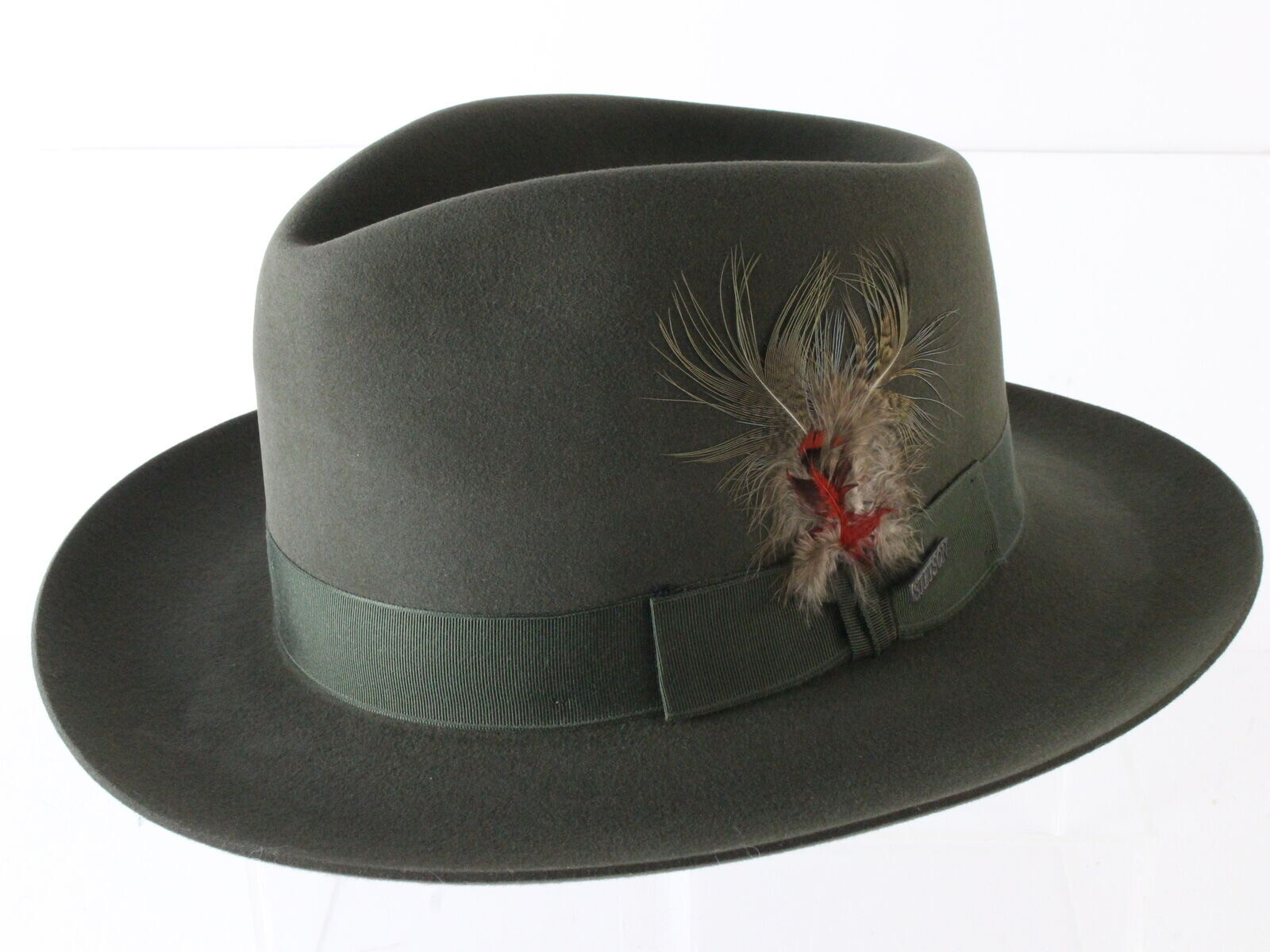 Stetson The Sovereign Chatham Sage Green Felt Fedora W/ Feather ...
